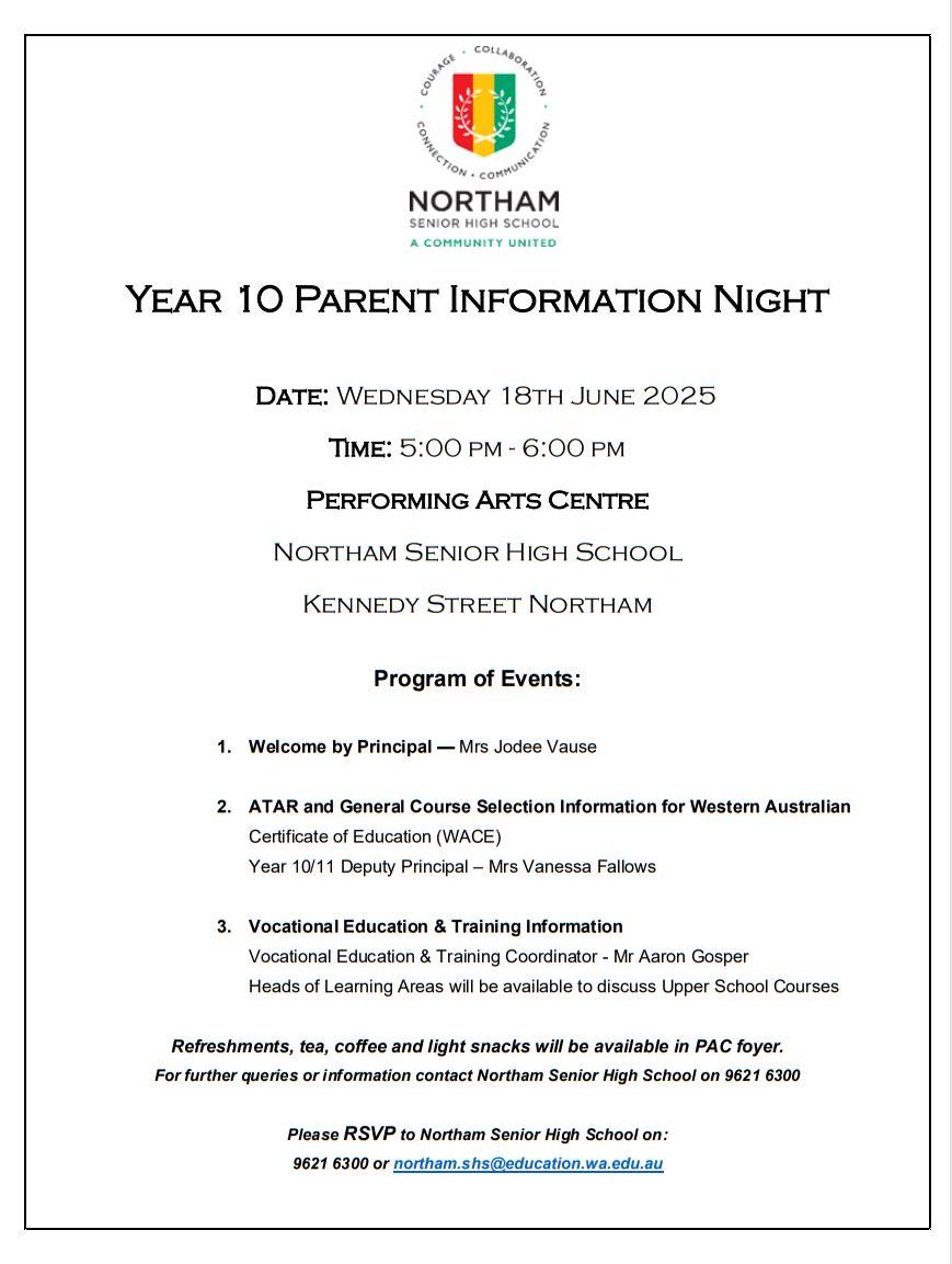 Transitioning to Year 7 and Year 10 Parent Information Sessions